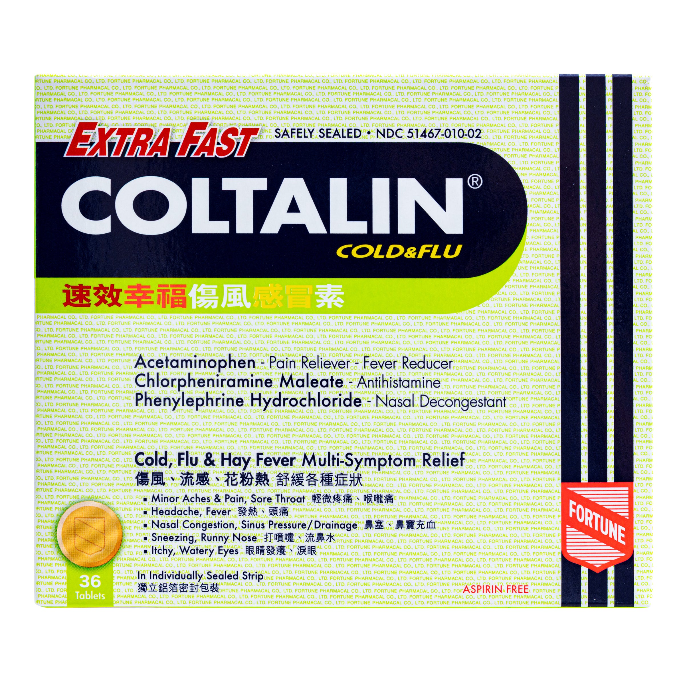 Coltalin Extra Fast Cold & Flu Tablets (Congestion & Sore Throat Relief)
