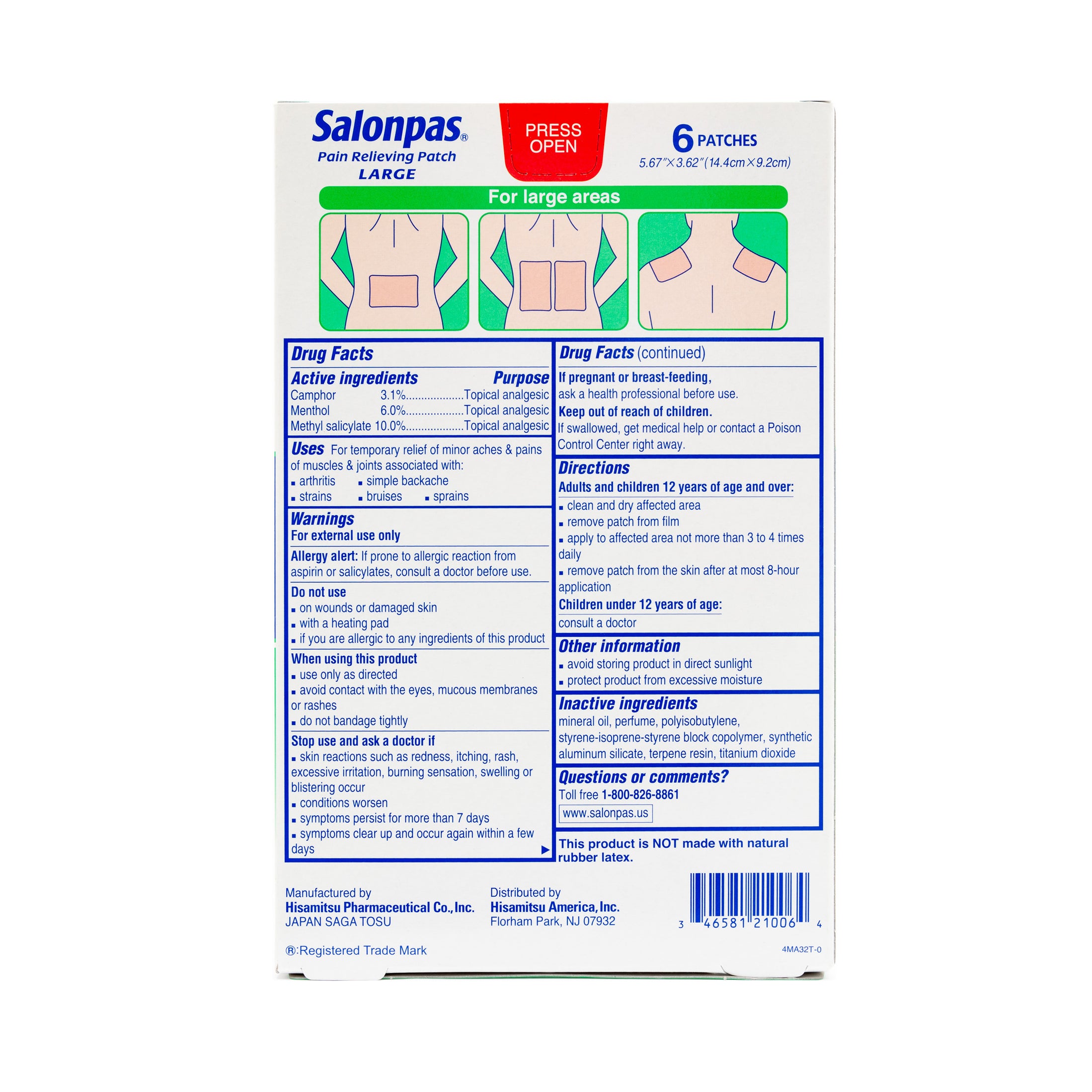 Salonpas Pain Relieving Patch Muscle and Joint Pain Relief